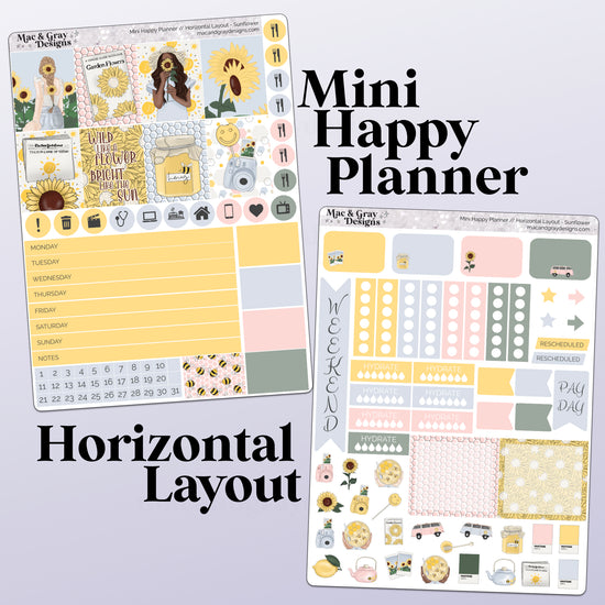Sunflower Weekly Sticker Kit for Vertical Planners & Happy Planner ...